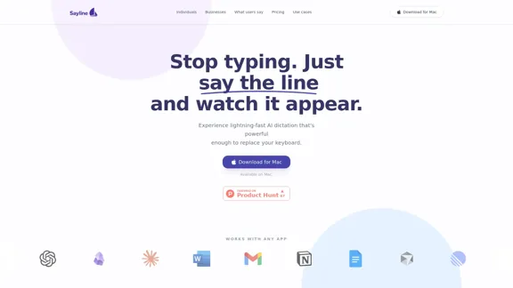 Sayline - the most efficient method for typing | MossAI - Professional ...